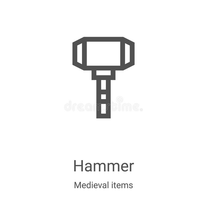 Hammer Icon Vector from Medieval Items Collection. Thin Line Hammer ...