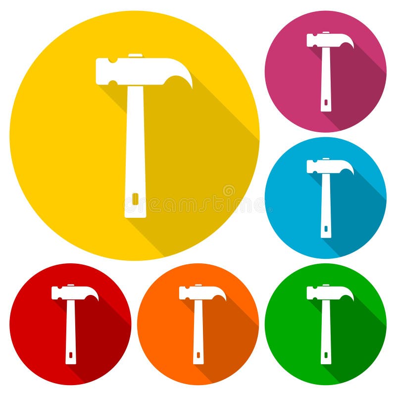 Hammer Icons Set with Long Shadow Stock Vector - Illustration of ...