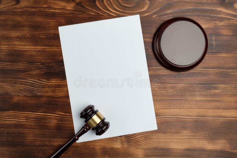 Hammer Judges on a Wooden Background with a Copy of Space on Paper and ...