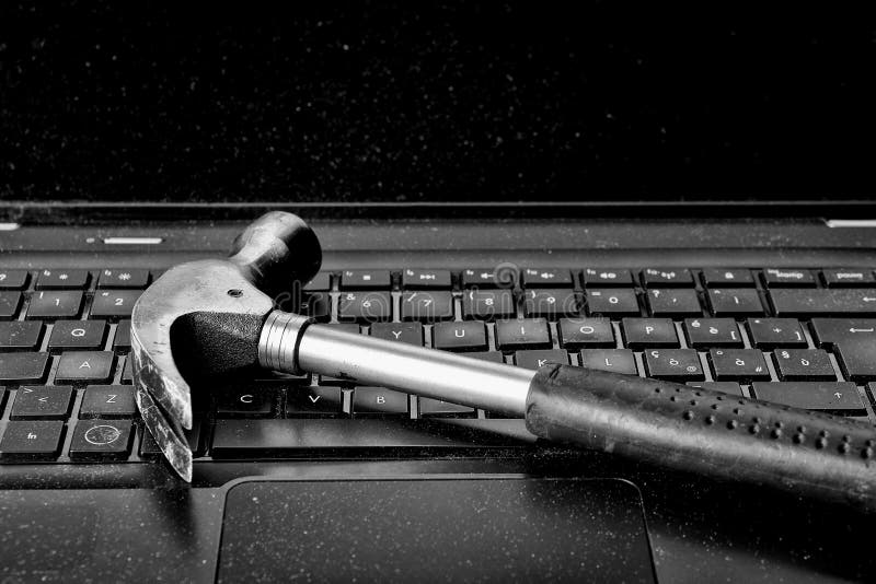 Hammer Laying Keyboard Broken Laptop Stock Image - Image of keyboard ...