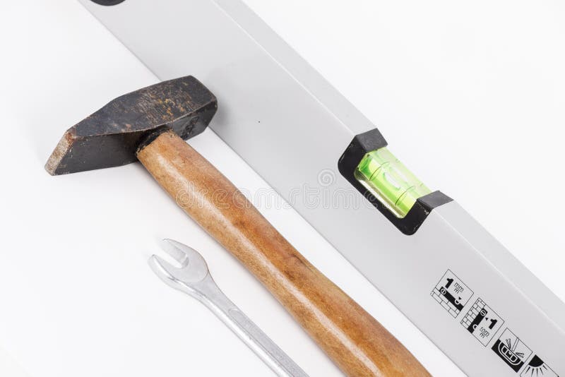 Hammer, Level and Hexagonal Key Stock Image - Image of instrument ...