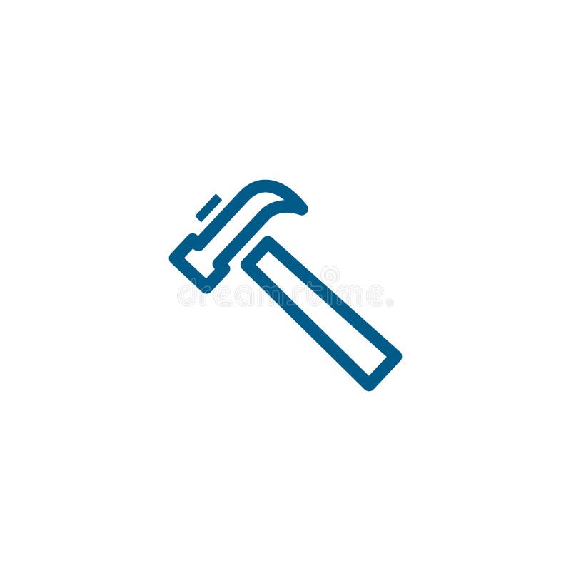 Hammer Line Blue Icon on White Background. Blue Flat Style Vector ...