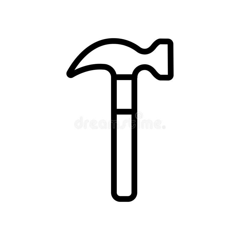 Construction Hammer Icon Line Isolated on White Background. Black Flat ...
