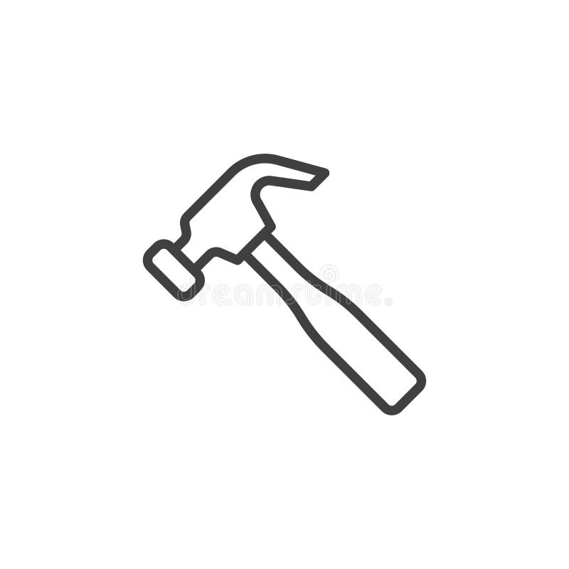 Hammer Line Icon, Outline Vector Sign, Linear Style Pictogram Isolated ...