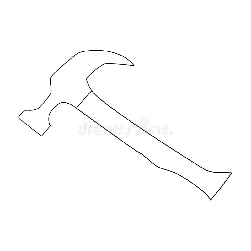 Hammer Line Icon. Llustration for Repair Theme, Doodle Style Stock ...