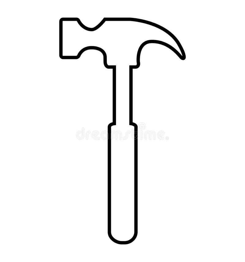 Hammer Line Icon Silhouette Isolated on a White Background Stock Vector ...