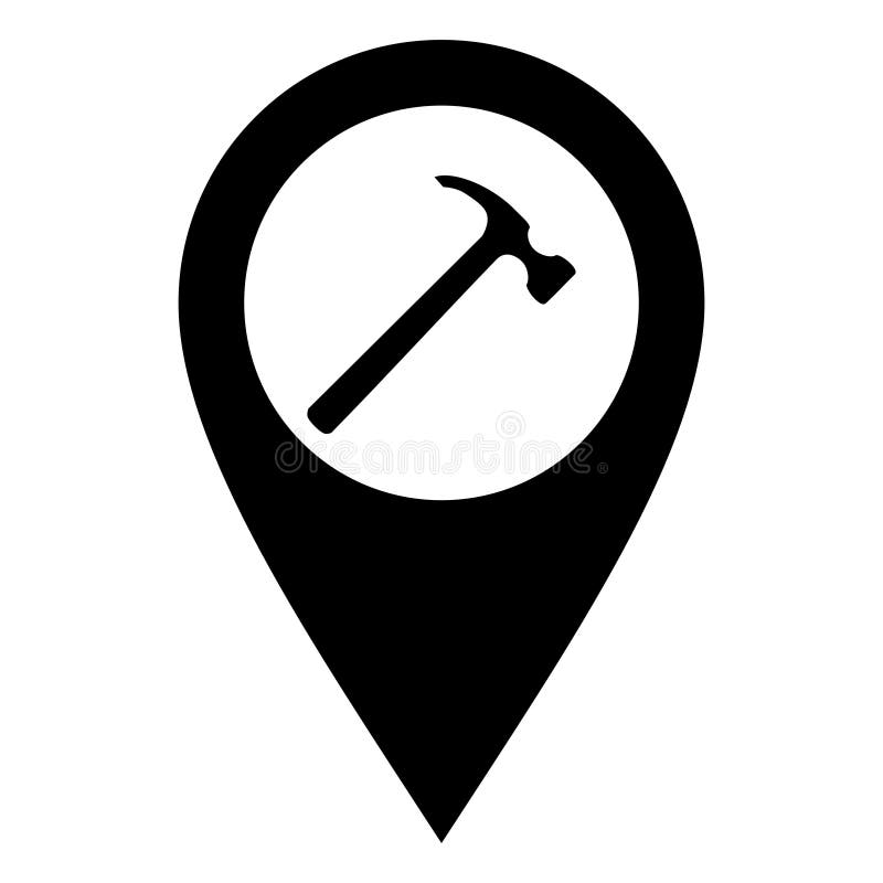 Hammer and location pin stock vector. Illustration of vector - 163945998