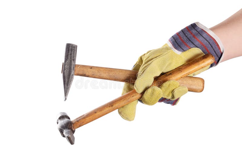 Hammer in a Man`s Hand Isolated Stock Image - Image of preparation ...