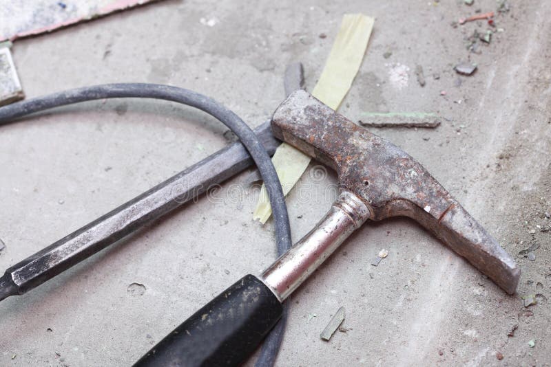 Hammer Manual Mason Work Floor Tool Stock Photo - Image of industrial ...
