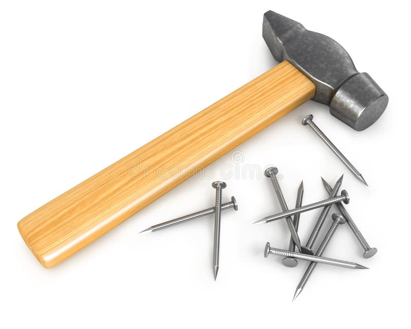 Klassischer Hammer Getrennt, Frontale Ansicht Stockbild - Bild von ...