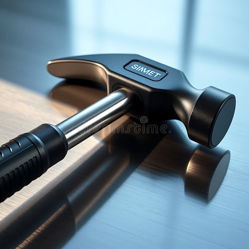 A Hammer with a Modern Ergonomic Design Resting on a Stainless Steel ...