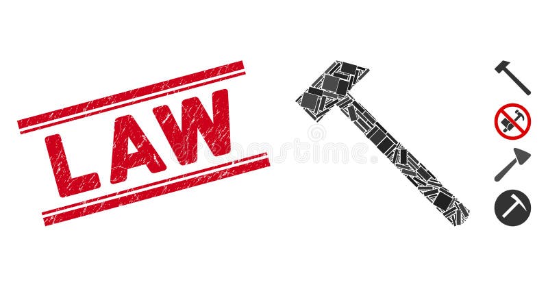Hammer Mosaic and Grunge Law Stamp with Lines Stock Vector ...