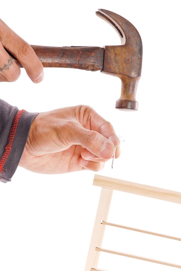 Gouge Wood Chisel Carpenter Tool Hammer Hand Stock Image - Image of ...