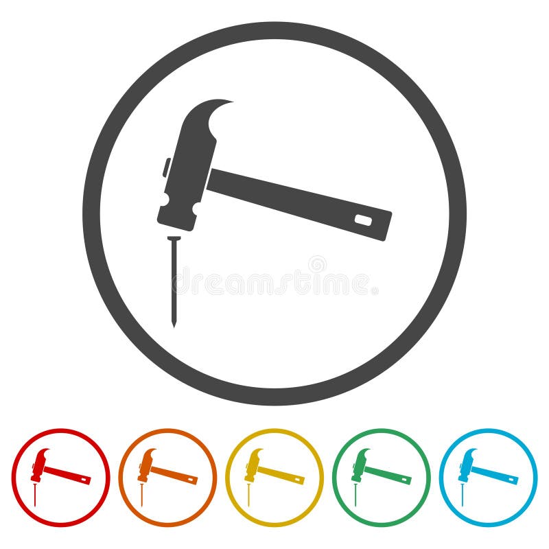 Hammer and nail icon stock vector. Illustration of activity - 182558247