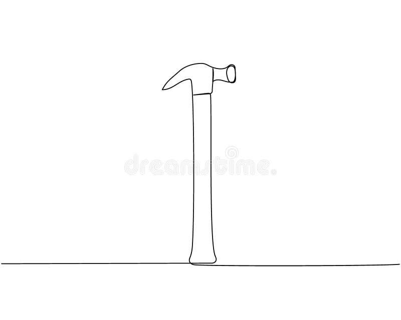 Hammer, Nail Puller, Construction Tool One Line Art. Continuous Line ...