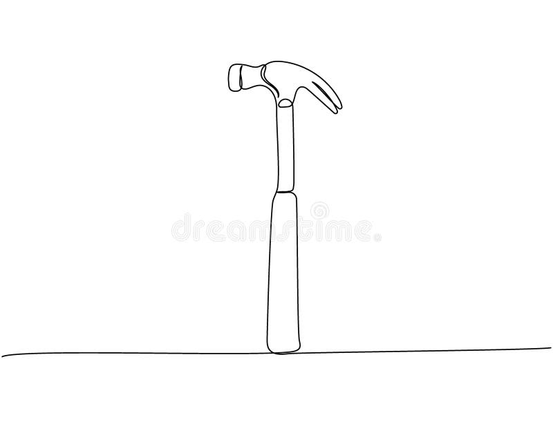 Hammer, Nail Puller, Construction Tool One Line Art. Continuous Line ...