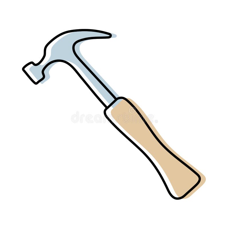 Hammer and Nail Puller Sketch. Construction Tool Stock Vector ...