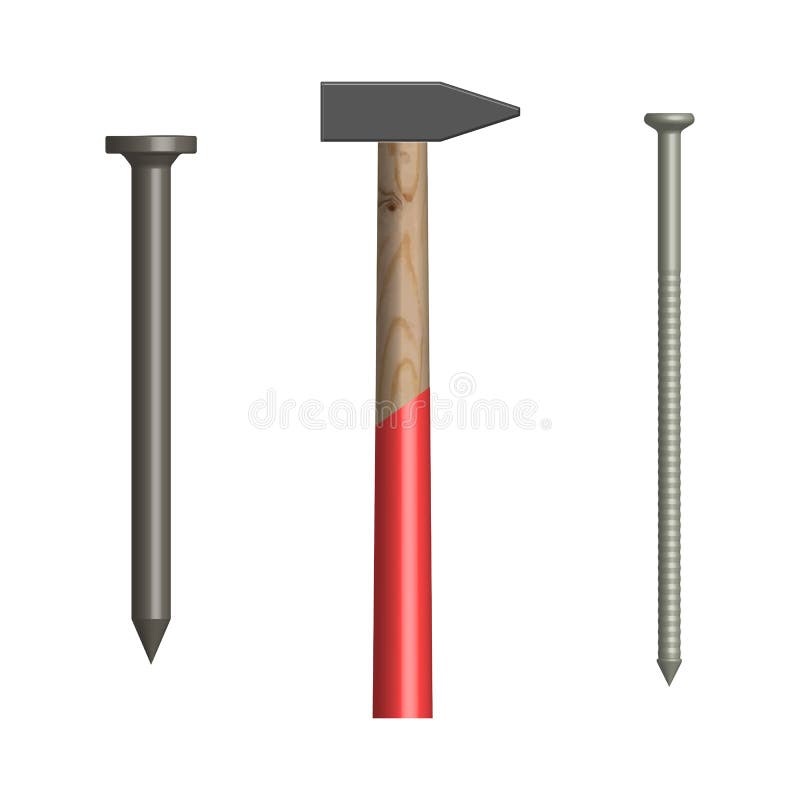 Hammer and Nails Front View, Vector Illustration Stock Vector ...