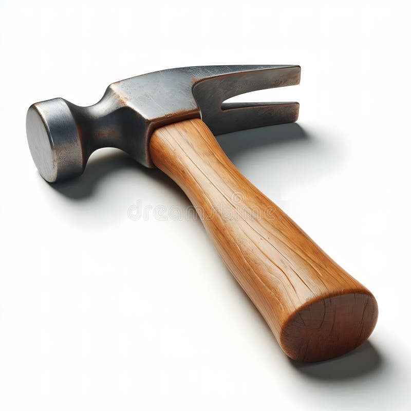 A Hammer with a Natural Wood Handle Isolated on a Bright White ...