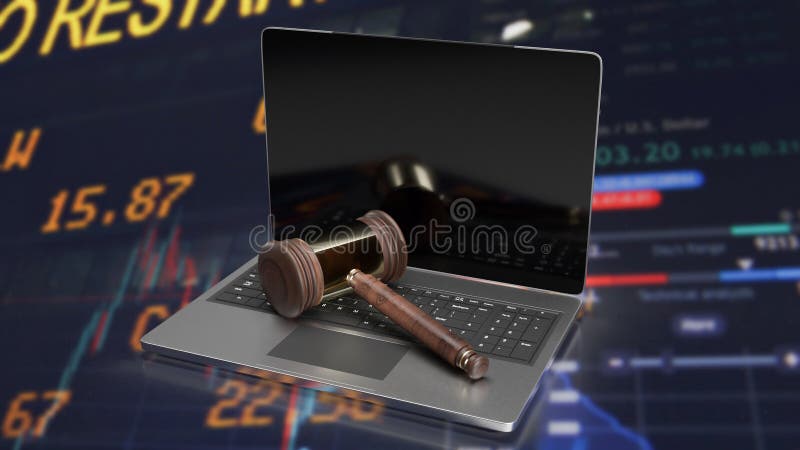 The Hammer on Notebook and Chart Business Background for Law Concept 3d ...