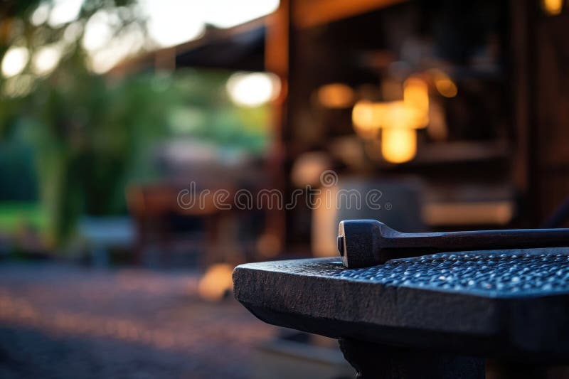A Hammer Placed on a Wooden Table, Ready for Use Stock Photo - Image of ...