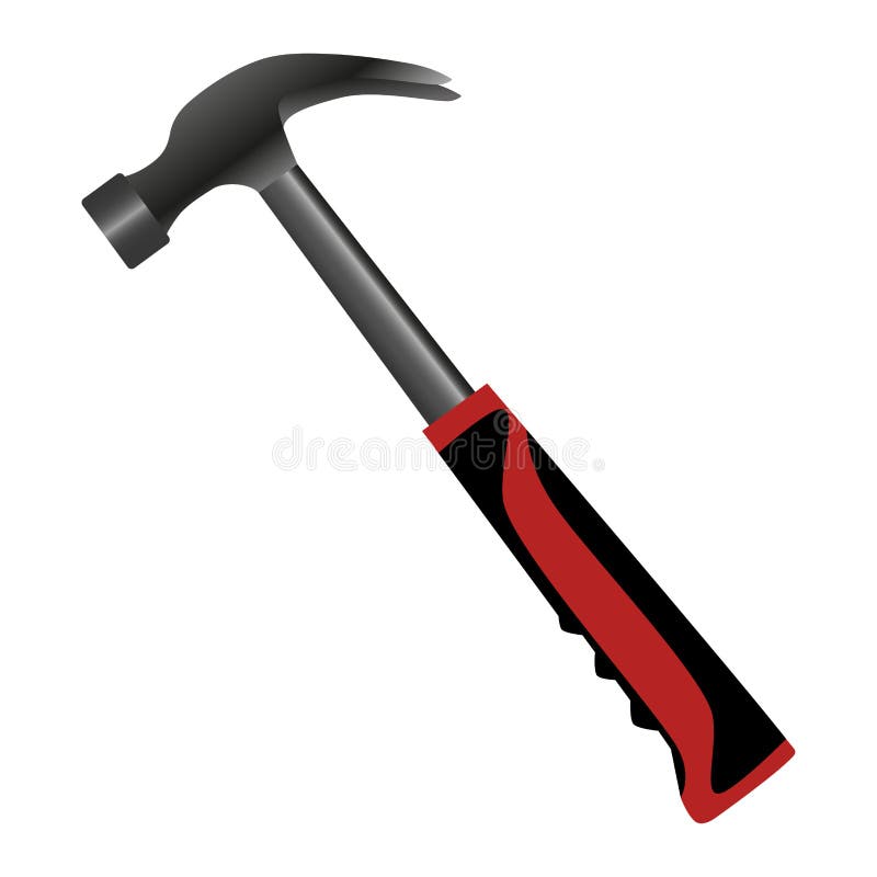 Hammer with Red Handle Isolated on White Background. Vector Stock ...
