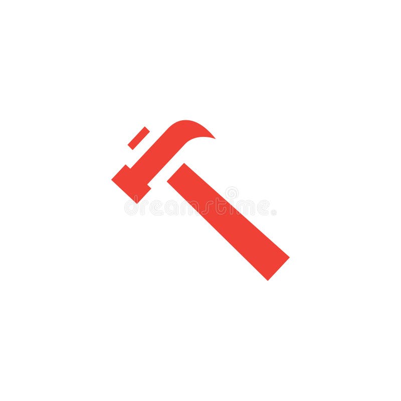 Hammer Red Icon on White Background. Red Flat Style Vector Illustration ...