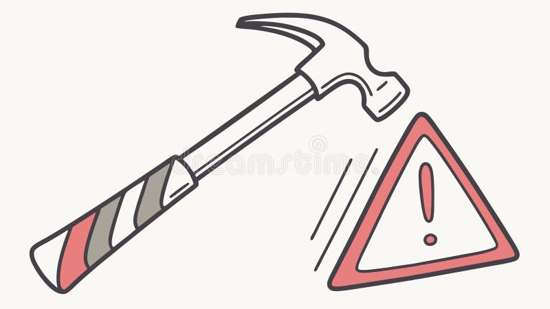A Hammer with a Red and White Striped Handle for Caution Vector Design ...