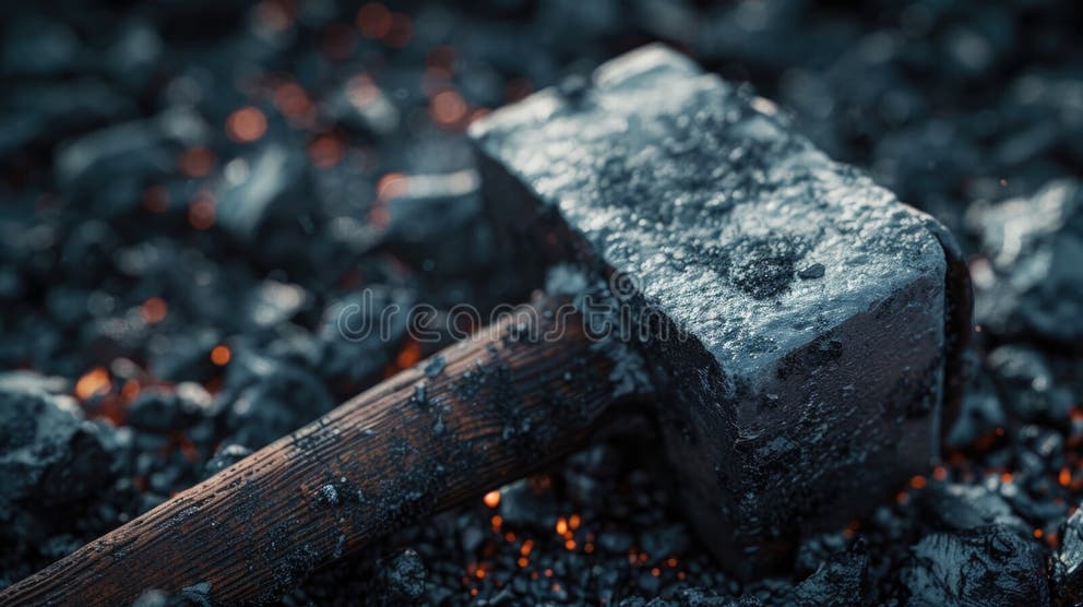 A Hammer Resting on a Stack of Coal. Suitable for Industrial Concepts ...