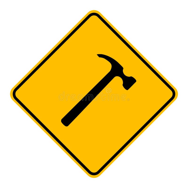 Hammer and road sign stock vector. Illustration of vector - 164438873