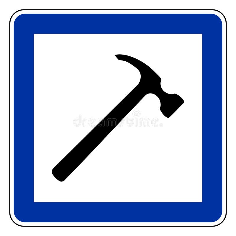 Hammer and road sign stock vector. Illustration of vector - 228118864