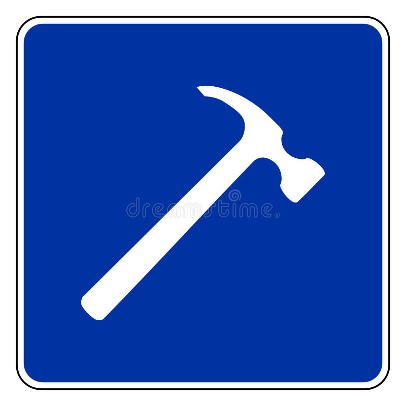 Hammer and road sign stock vector. Illustration of attention - 228486373