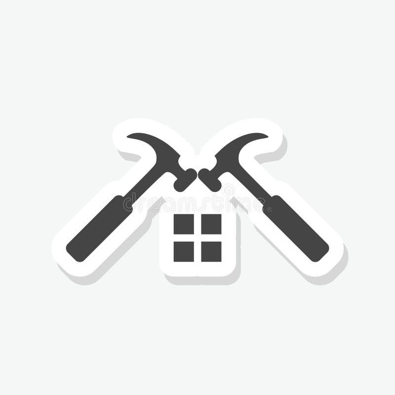 Hammer Roof Real Estate Sticker Logo Stock Vector - Illustration of ...