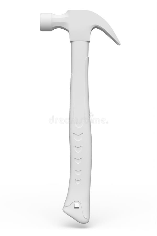 Hammer with a Rubberized Handle Isolated on White Monochrome Background ...