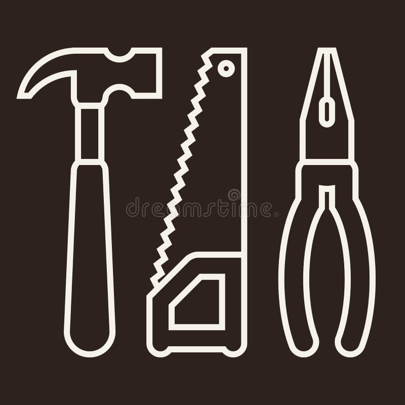 Pliers, Hammer and Saw Icon Stock Vector - Illustration of object ...