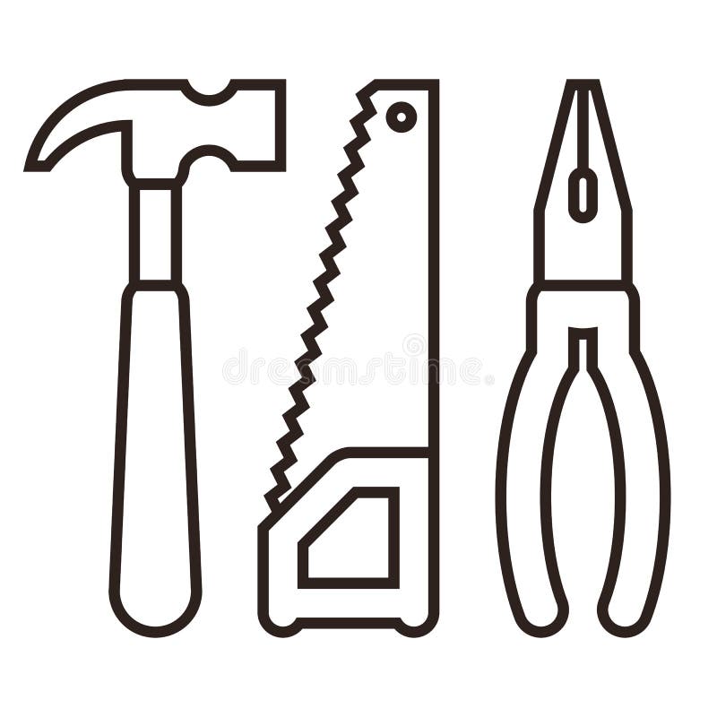 Pliers, Hammer and Saw Icon Stock Vector - Illustration of object ...