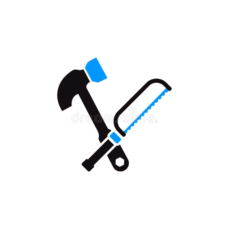 Hammer and Saw Work Tool Icon Vector Stock Vector - Illustration of ...