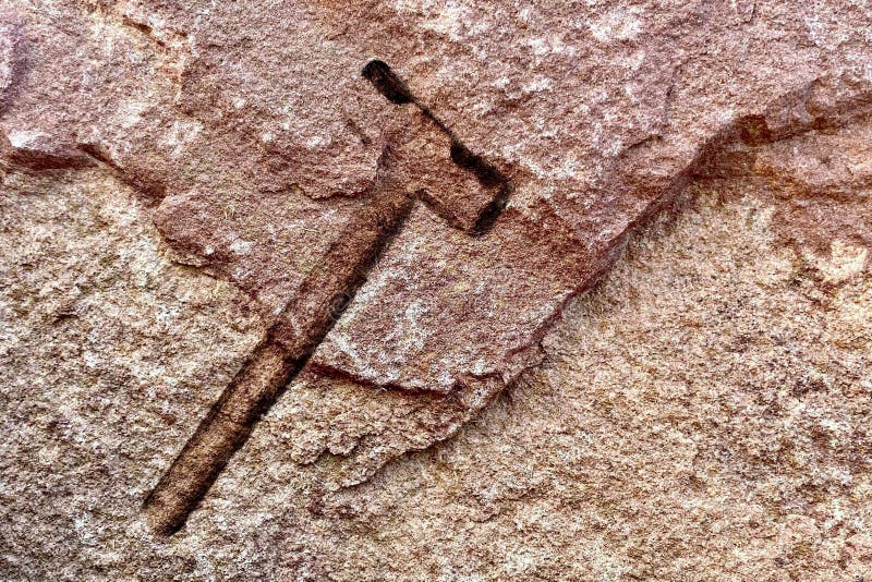 A Hammer Shape Carving on Solid Rock Stock Image - Image of pattern ...