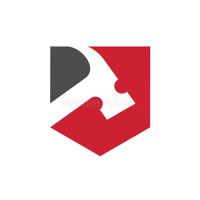 Hammer with Shield Logo Design Stock Vector - Illustration of equipment ...