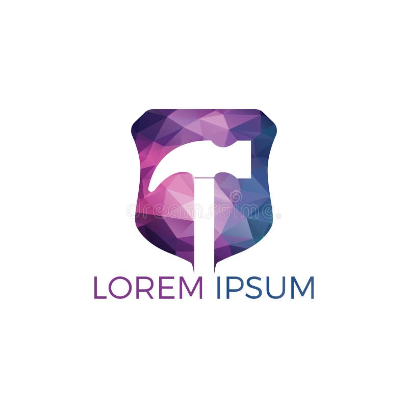 Hammer with Shield Logo Design. Stock Vector - Illustration of lawyer ...