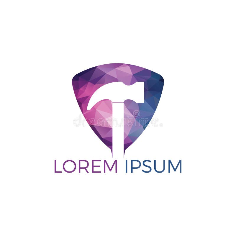 Hammer with Shield Logo Design. Stock Vector - Illustration of company ...