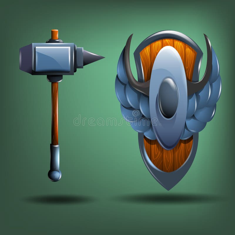 Fantasy Hammer Weapon for Game or Cards. Stock Vector - Illustration of ...