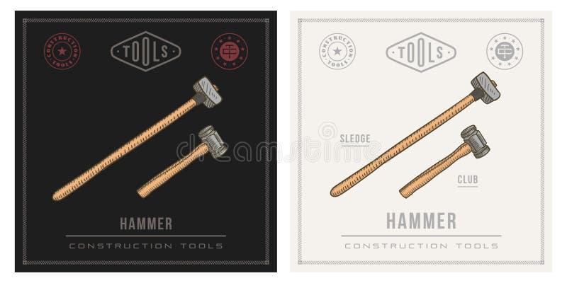 Hammer Sledge and Club Construction Tools Stock Vector - Illustration ...