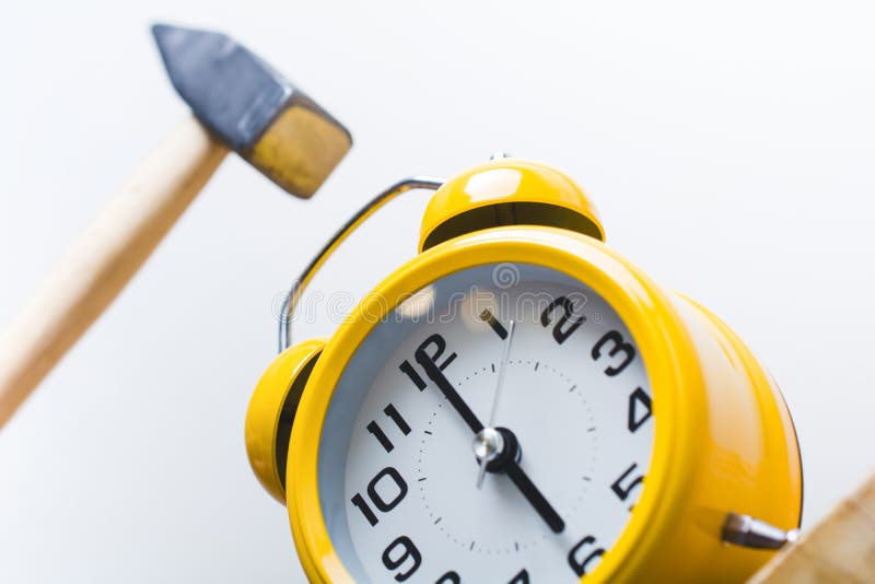 Hammer Smashing Alarm Clock at 6 O Clock in the Morning Stock Photo ...