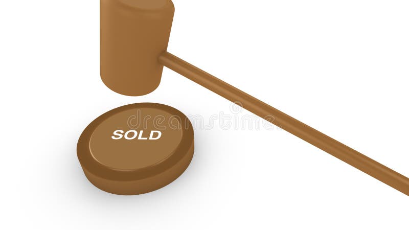 Hammer Smashing on Sold Sign Stock Illustration - Illustration of ...