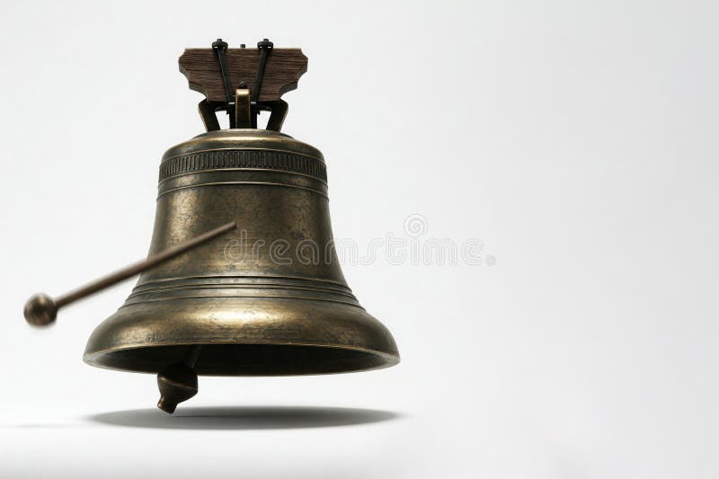 The Hammer Strikes a Large Bronze Bell. Space for Text. Stock Photo ...
