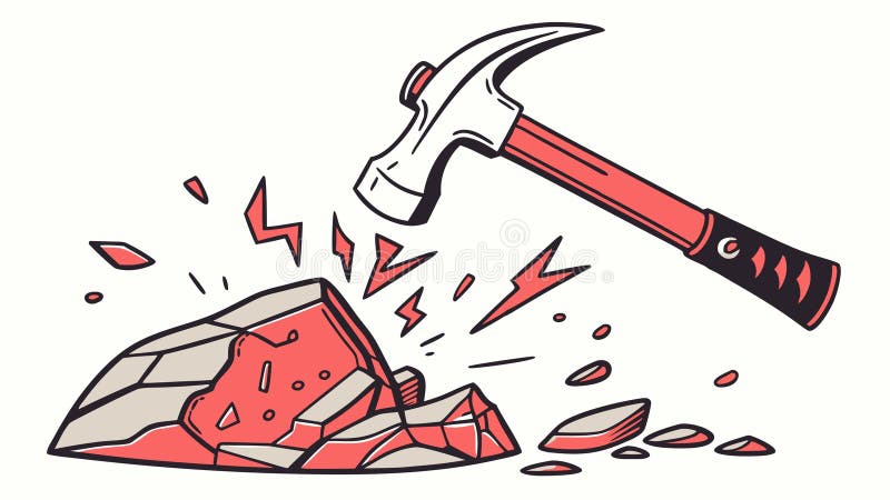 Hammer Striking and Breaking Ornate Rock, Vector Design Generative AI ...