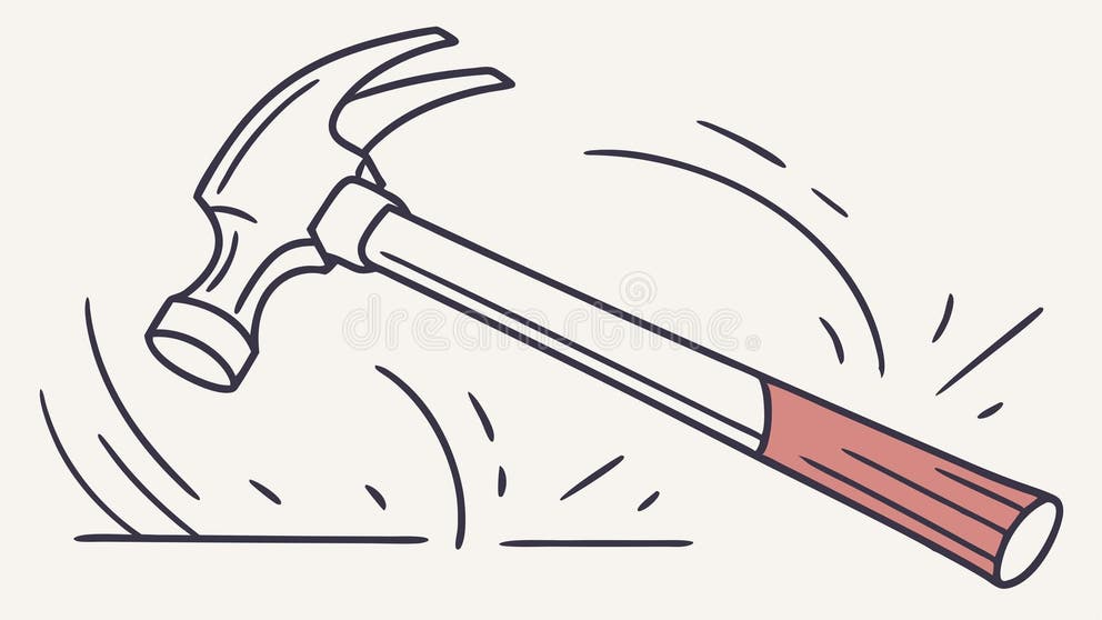 Hammer Striking Motion. Powerful Hand Tool Action, Vector Design ...