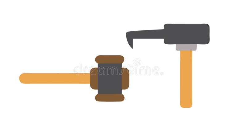 Hammer Striking Object Flat Icon for Work or Construction, Vector ...
