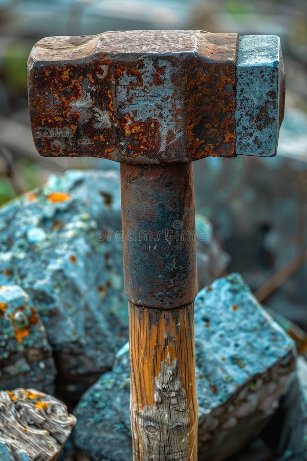 A Hammer Stuck in a Pile of Rocks, Perfect for Illustrations of Stuck ...